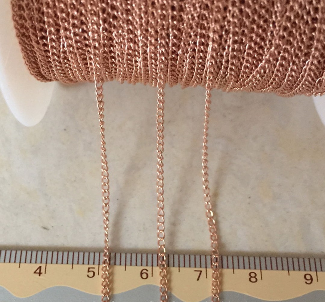 1 Meter 14K Rose Gold Filled Dapped Cable Chain Footage, Bulk Chains ...