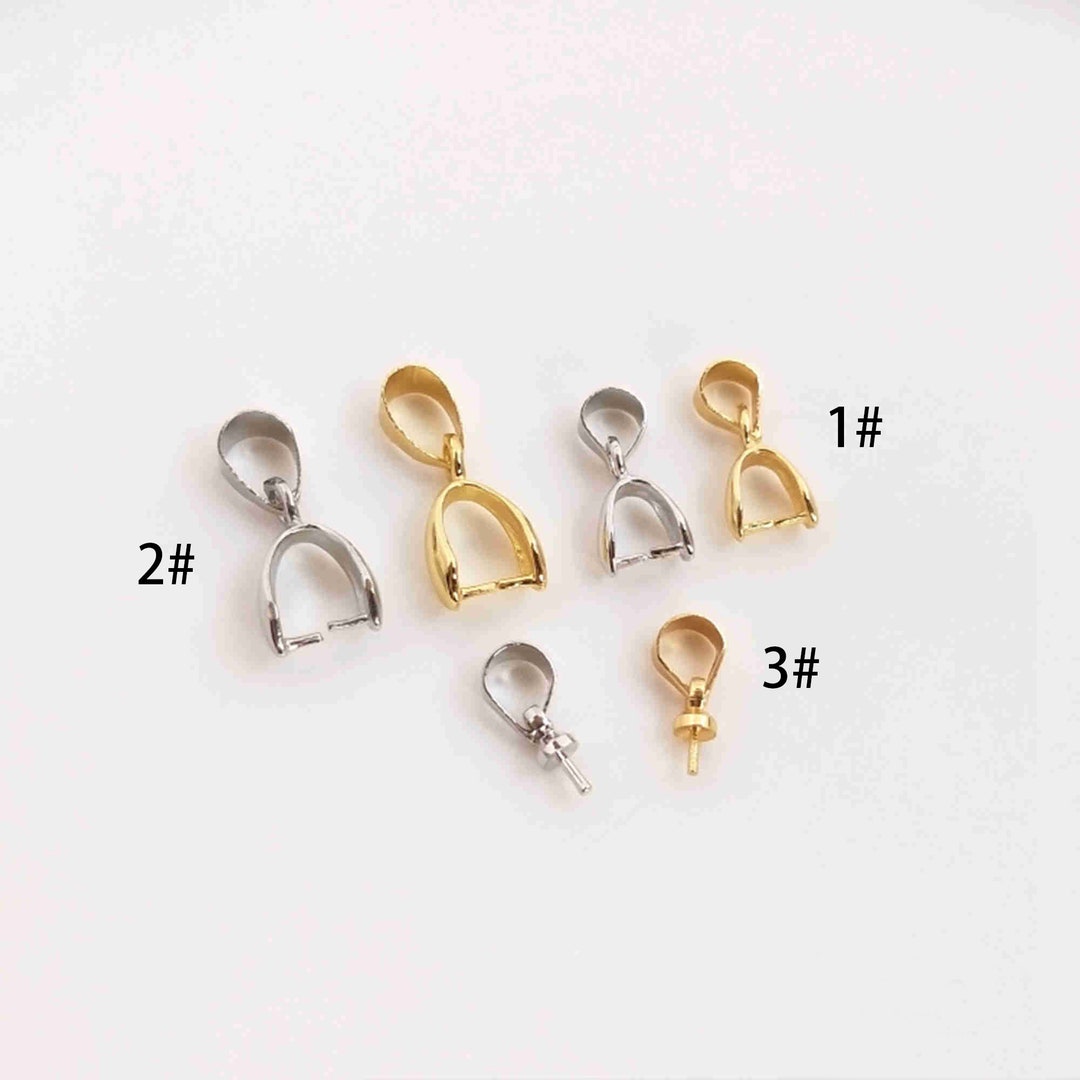 10pcs 18K Gold Plated Pinch Bails With Cup and Peg for Half Drilled ...