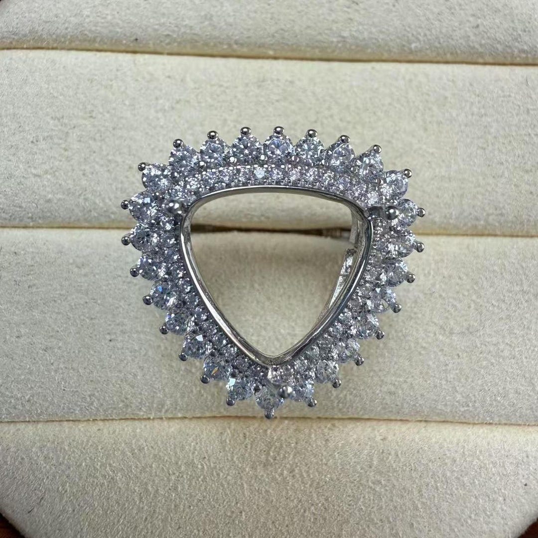 Sterling Silver Triangle Ring Setting, Triangle Ring Head, 925 Silver ...