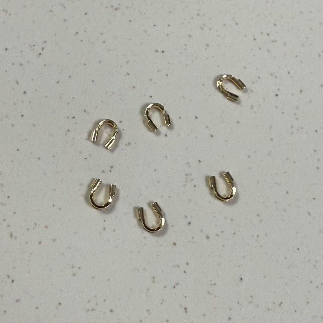 14K Gold Plated Brass U Shape Bracelet Closured, Cable Thimbles, Wire ...