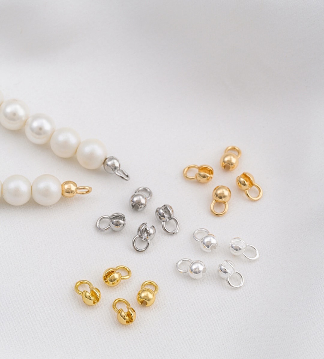 14K Gold Plated Crimp Cover Beads, Bracelet End Covers, Crimp Cover ...