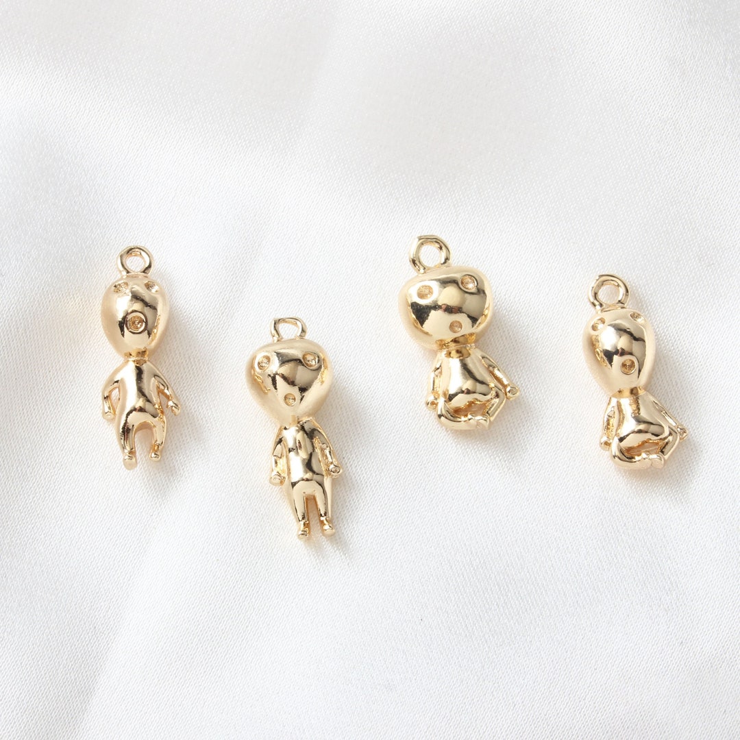 Gold Plated Alien Charms, Gold Tone Spacemen Charm for Jewelry Making ...