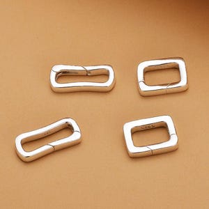 Sterling Silver Rectangle Clasp, Silver Geometric Hinged Clasp, Push ...