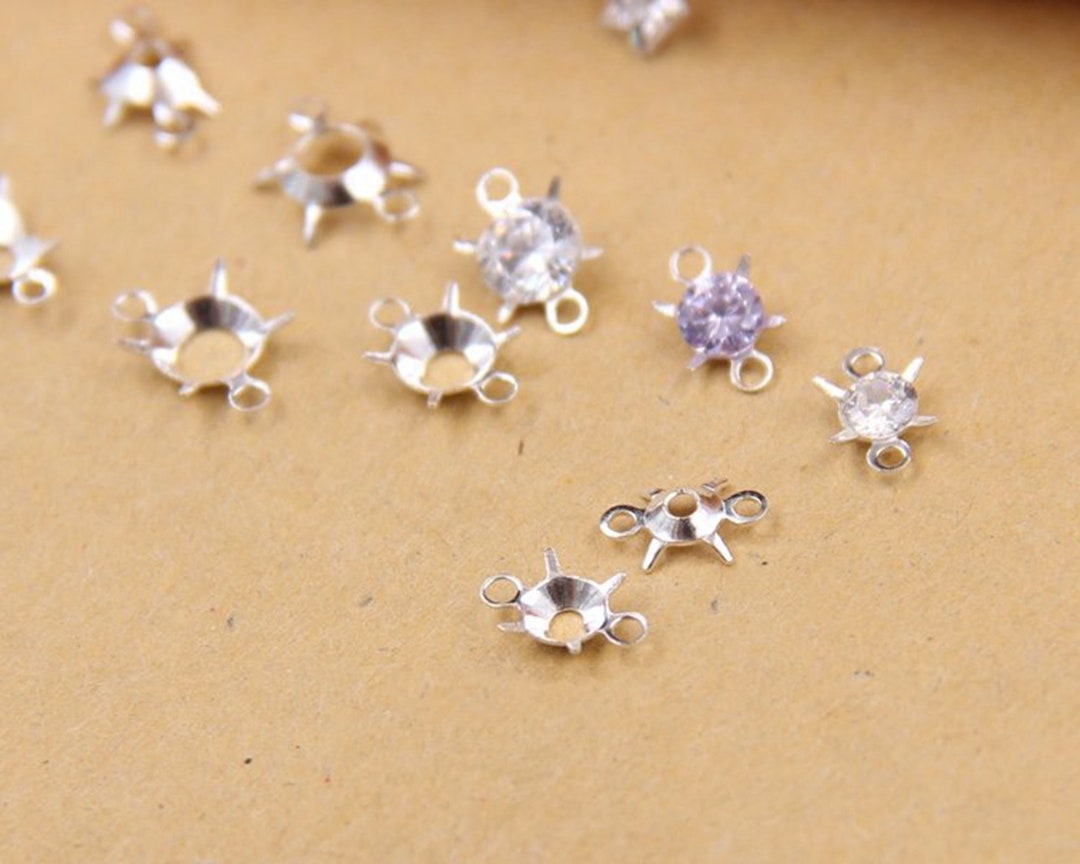 Sterling Silver Bezel Setting, Circular Star Shaped Zircon Gemstone ...