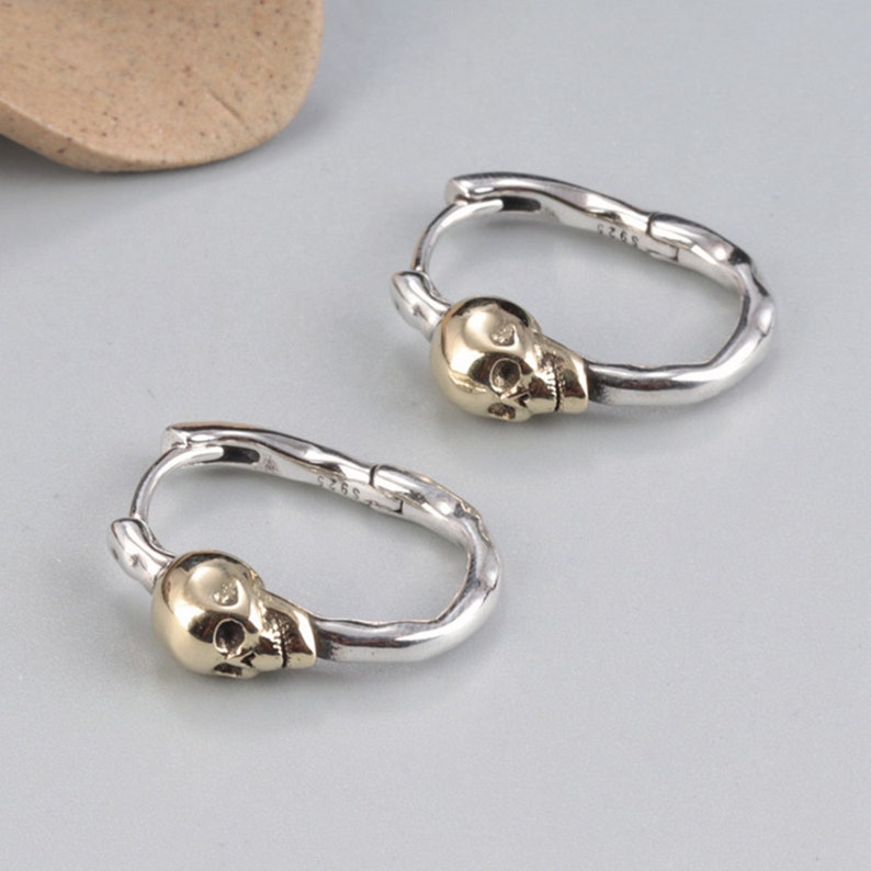 1pair Sterling Silver Skull Earrings, 925 Silver Hand Made Earrings ...