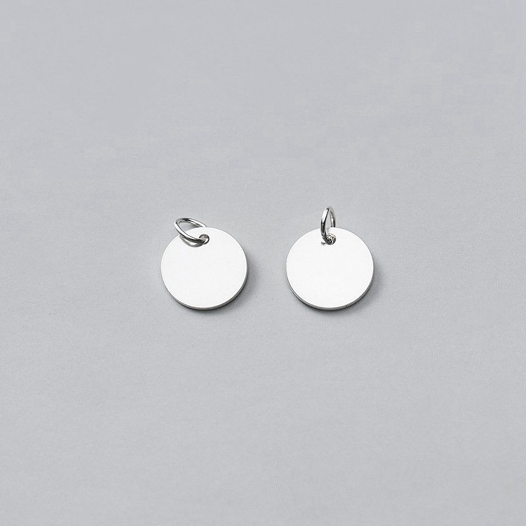 Sterling Silver Disc Blank Charms, Round Disc Charm, 925 Silver Disc ...