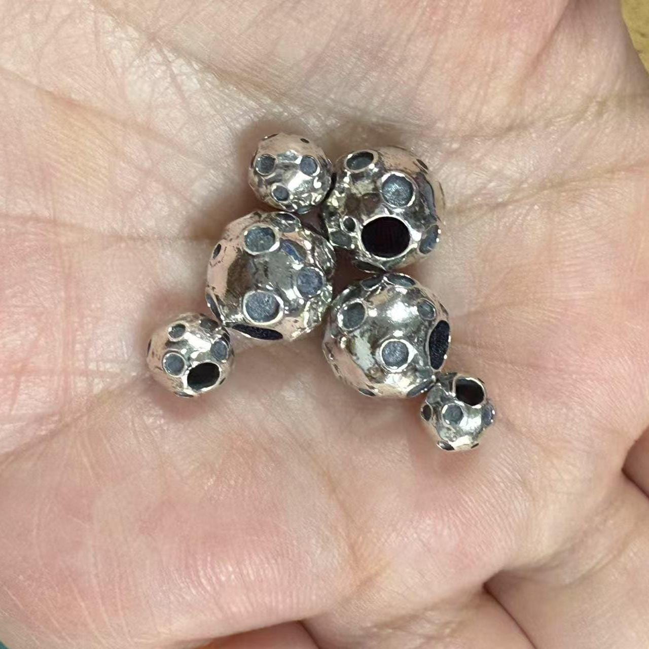 Sterling Silver Rock Beads, Concave Bead, Gemstone Bead, Mineral Bead ...