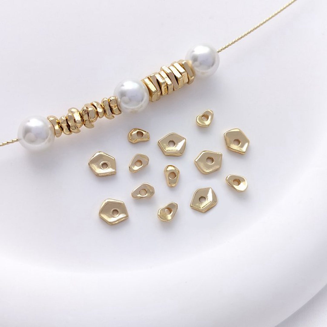 14K Gold Plated Brass Spacer Beads, Metal Beads, Irregular Shape Spacer Beads, Bracelet Bead ...