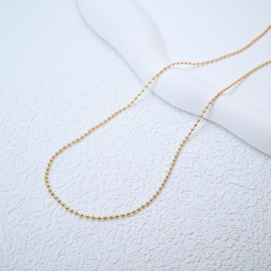 Gold Filled Ball Chain, Dainty Bead Necklace, Minimalist Layering - Etsy