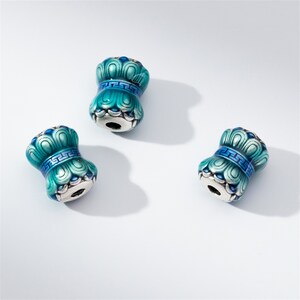 Sterling Silver Enamel Lotus Flower Beads, Double Lotus Bead, Spiritual ...