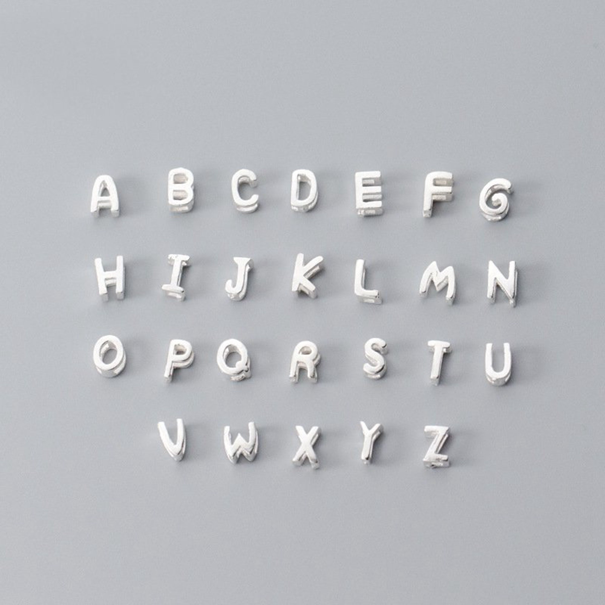 Sterling Silver Initial Beads Letter Bead Alphabet Pendant - Etsy