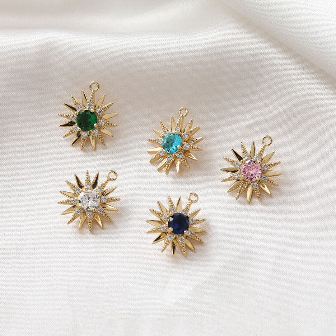 14K Gold Plated CZ Shooting Star Charm, Gold Tone Star Charm for ...