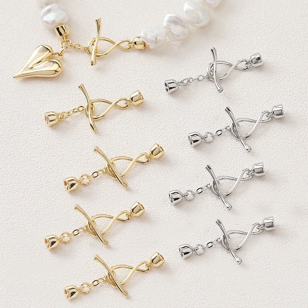 14K Gold Plated Infinity Toggle Clasps, Gold Tone Toggle Clasp W ...