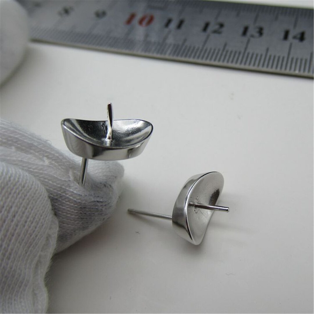 Sterling Silver Ingots Earring Setting With Peg Mountings for Half ...
