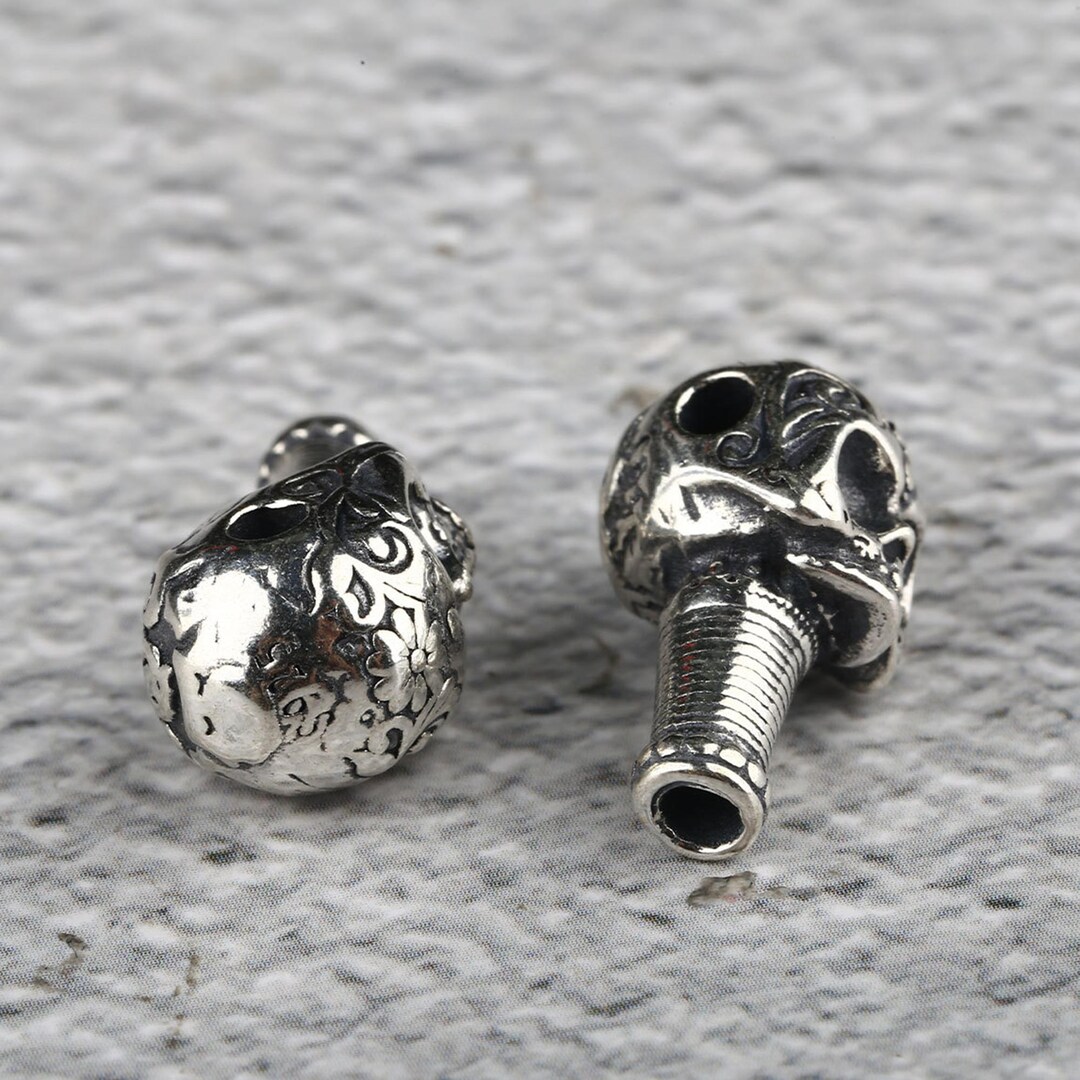 Sterling Silver Skull Guru Bead Bead, Skeleton Bead, Gothic Bead ...