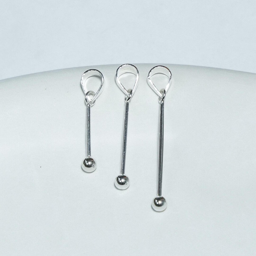 Sterling Silver Screw Pinch Bails With Round Ball End, Thread Pendant ...