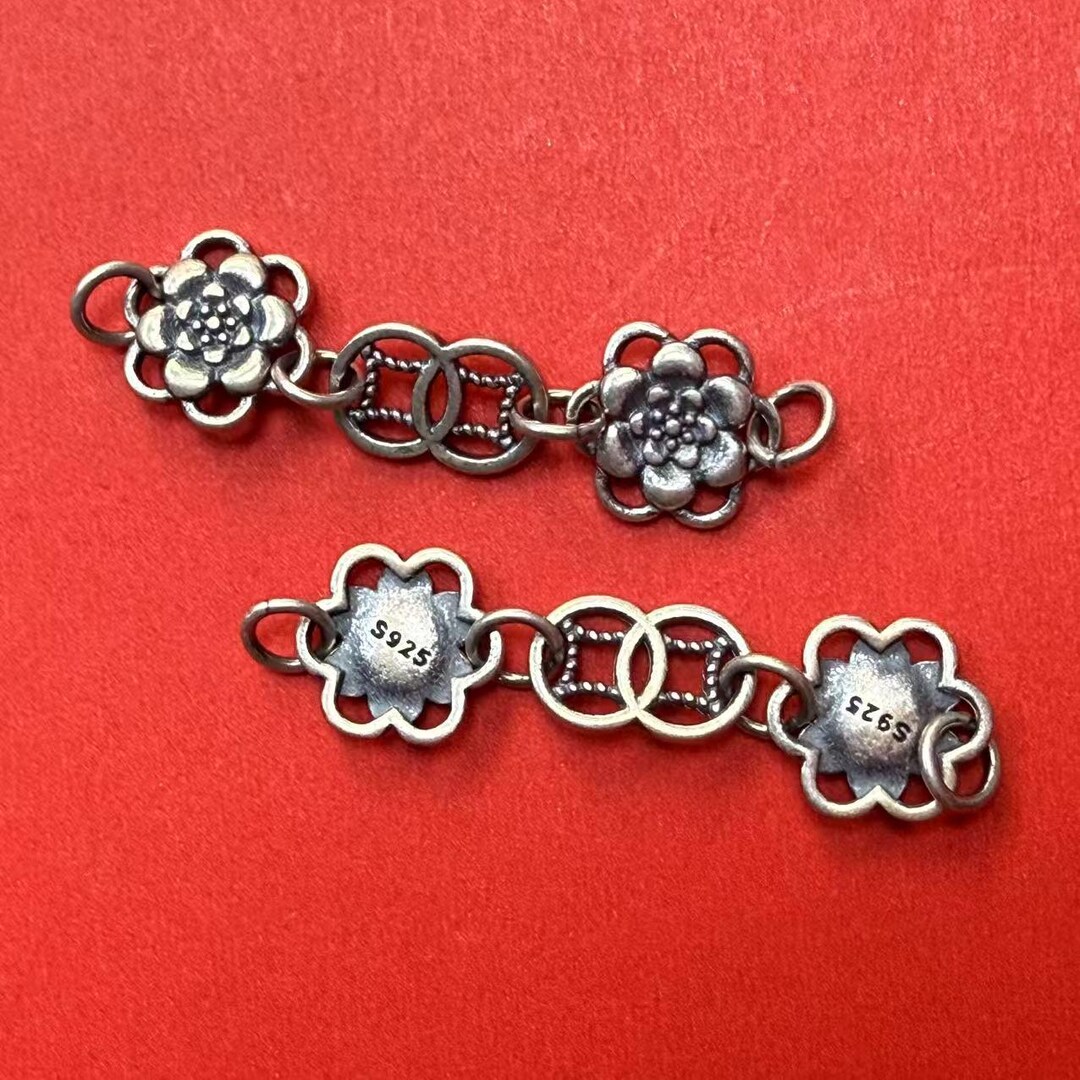 Sterling Silver Flower & Overlap Coin Connector Charms, 925 Silver ...