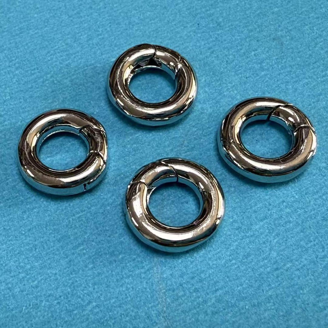 14K Gold Plated Round Push Clasps, Gold Tone Lobster Clasp, Ring Hinged ...