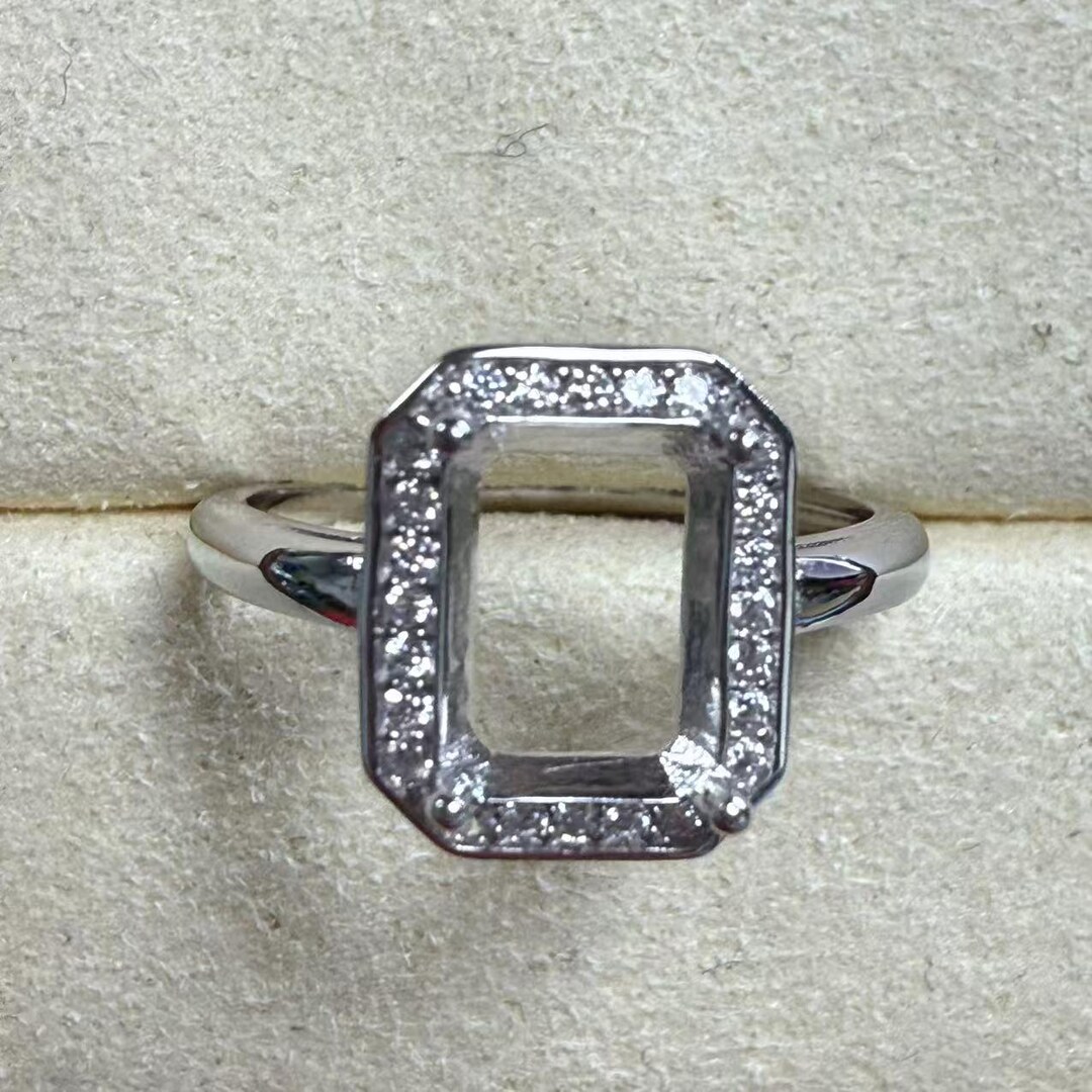 Sterling Silver Rectangle Ring Setting, Rectangle Ring Head, Ring Prong ...