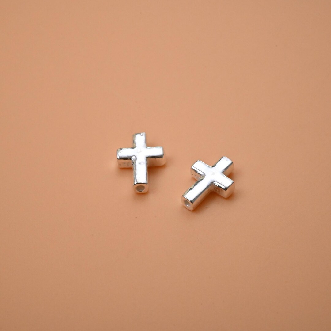 Sterling Silver Cross Beads, Religious Bead, Christian Bead, Faith Bead ...