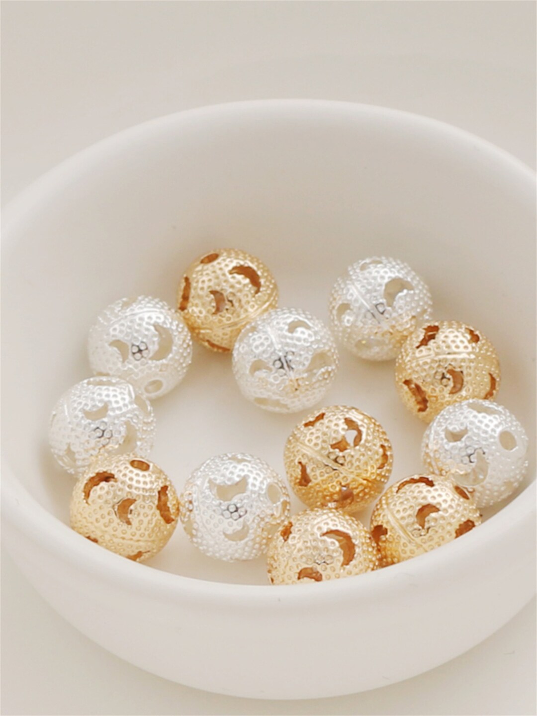 10mm 14K Gold Plated Brass Round Moon Bead, Crescent Moon Bead ...