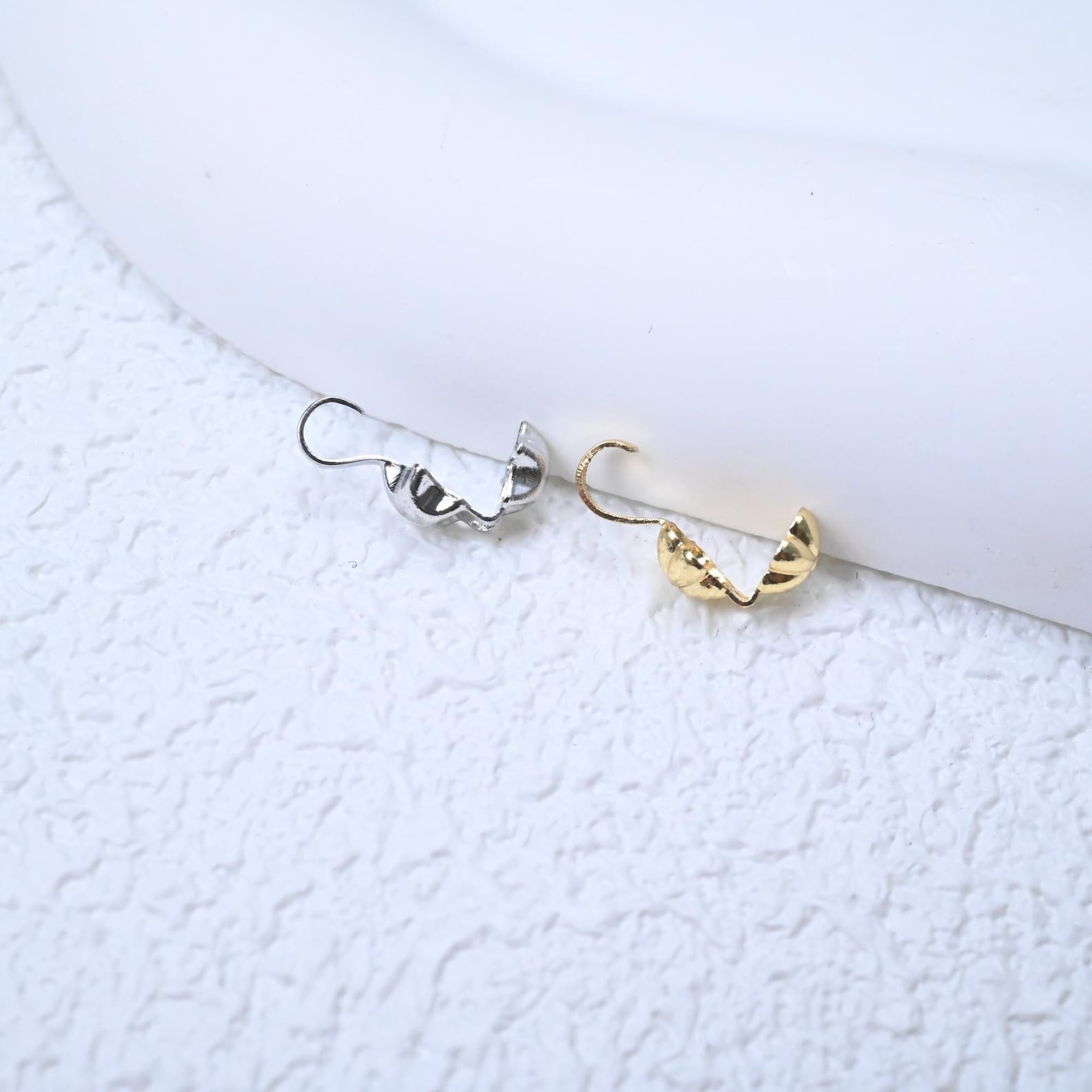 14K Gold Plated Clamshell Bead Tips, Gold Tone End Tip Cover for ...