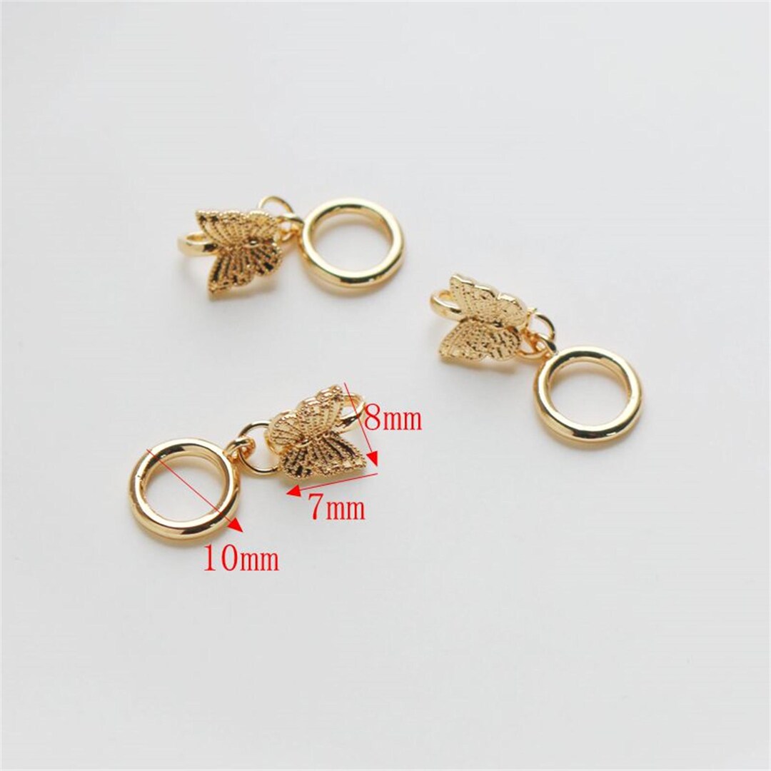 14K Gold Plated Butterfly S Clasp With Circle Connector, Insect S ...