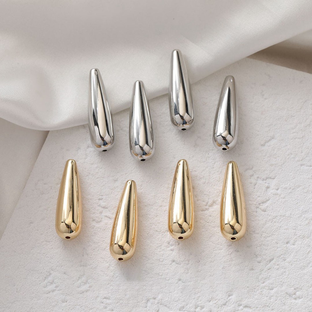 Gold Plated Water Drop Beads, Resin Oval Bead for Jewelry Making ...