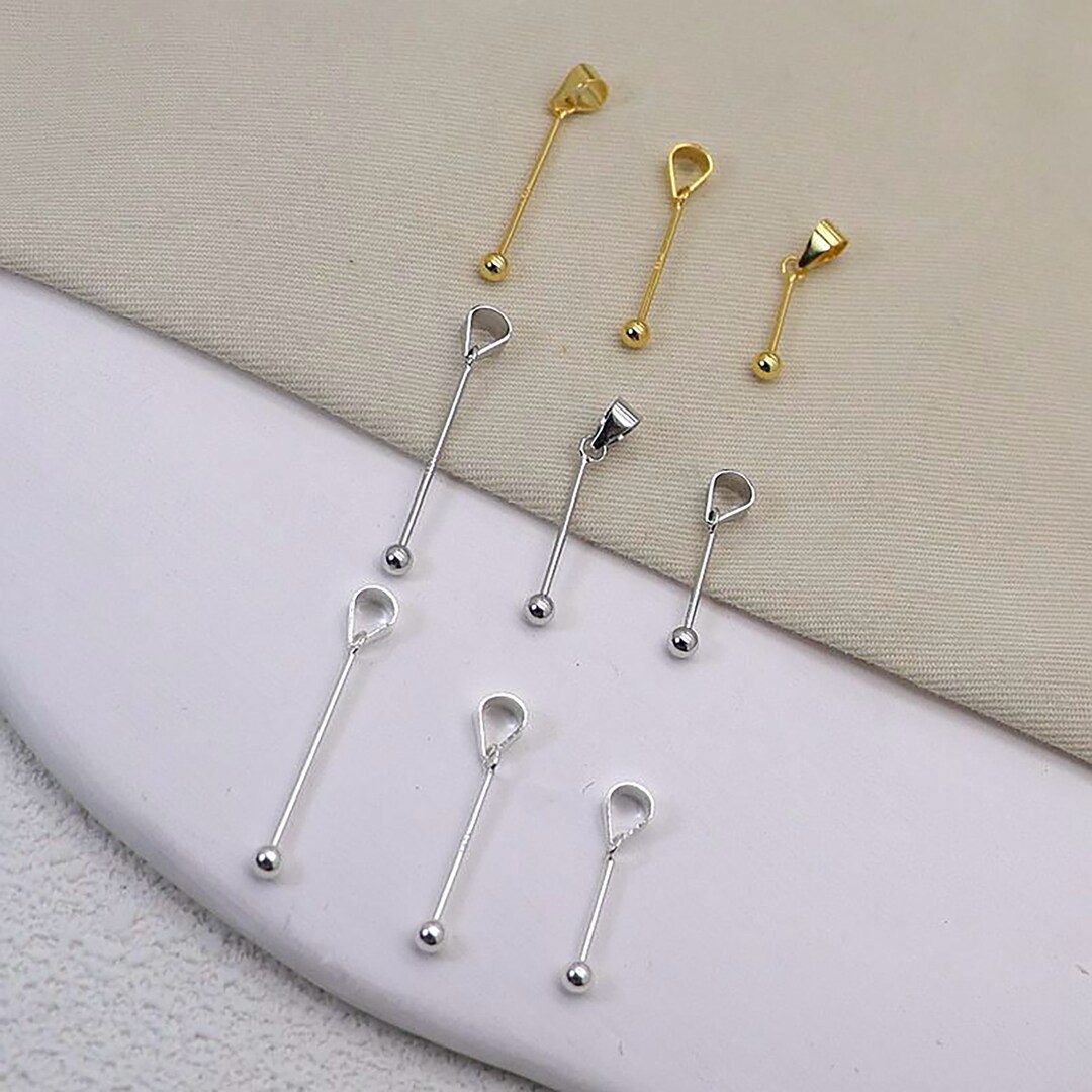 Sterling Silver Screw Pinch Bails With Round Ball End, Thread Pendant ...