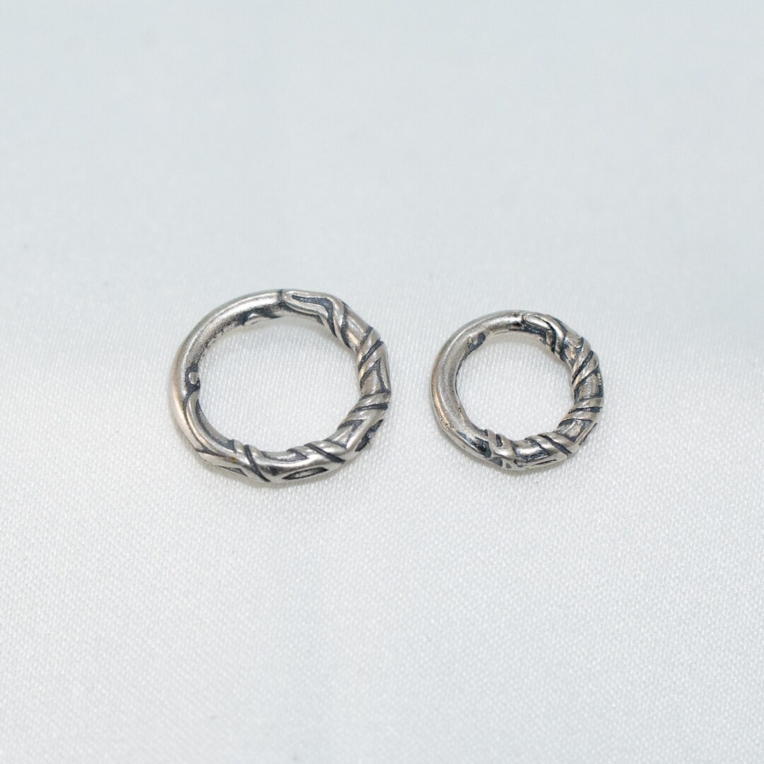 Sterling Silver Spiral Circle Ring Beads, Round Ring Bead, Large Hole ...