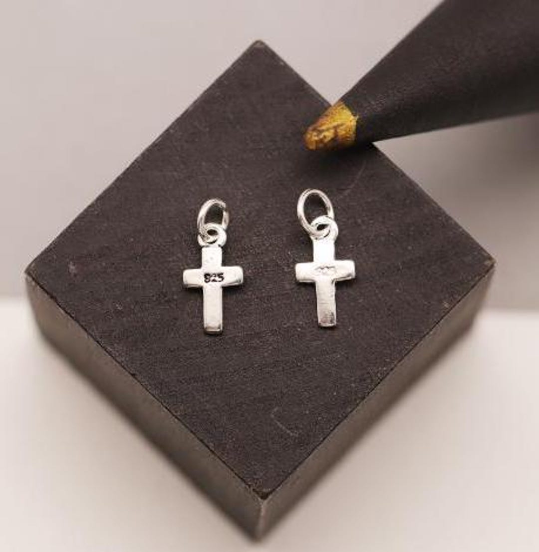 Sterling Silver Tiny Cross Charms, Cross, 925 Silver Cross Charms ...