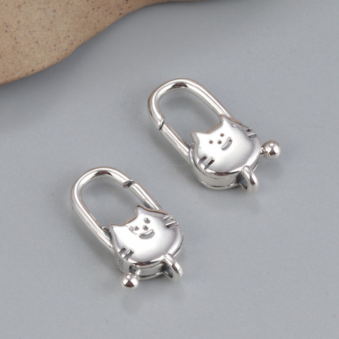 Sterling Silver Cat Lobster Clasps, 925 Silver Cat Trigger Clasps ...