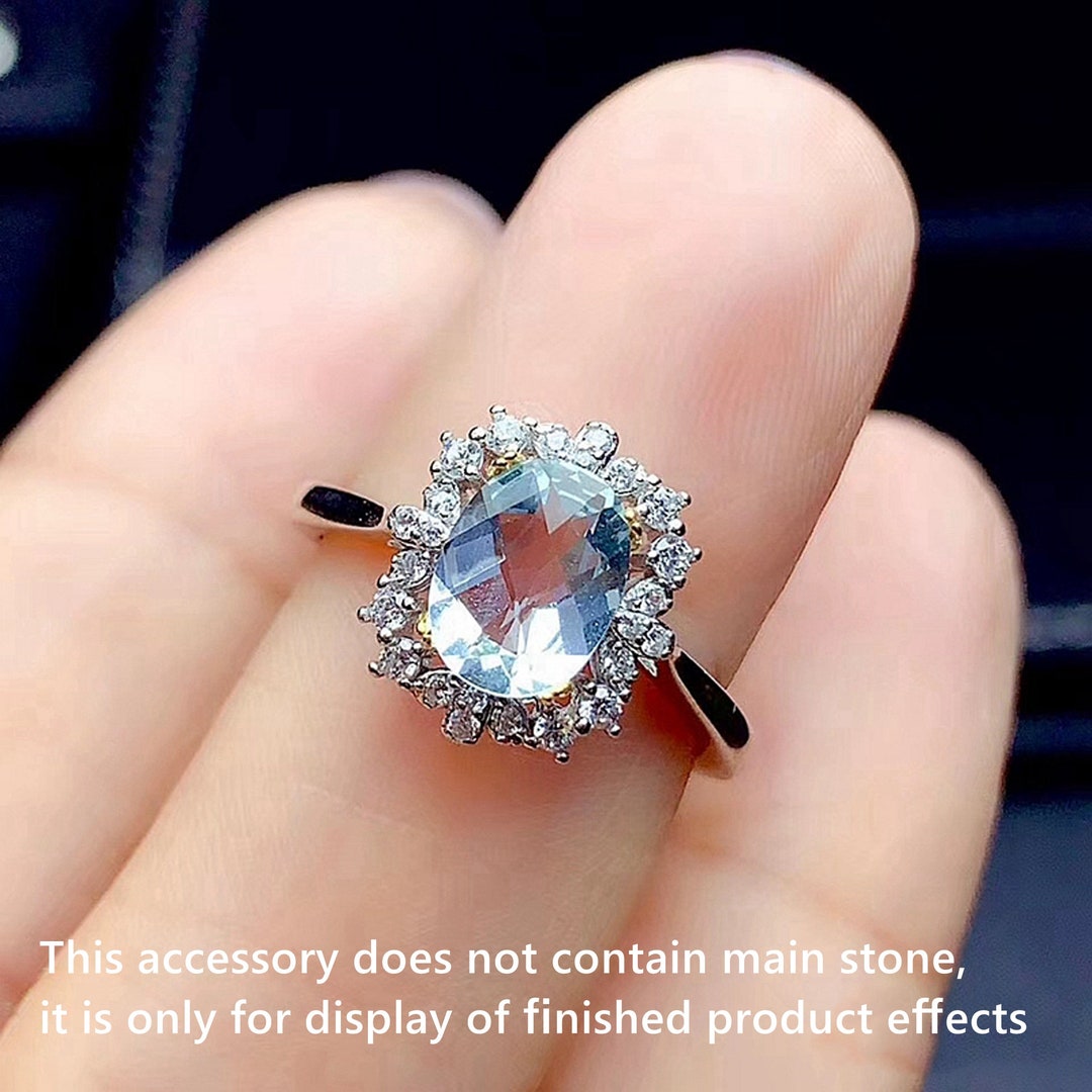 Sterling Silver Oval Ring Setting, Oval Ring Head, 925 Silver Ring Prong Setting With Claw, Halo ...