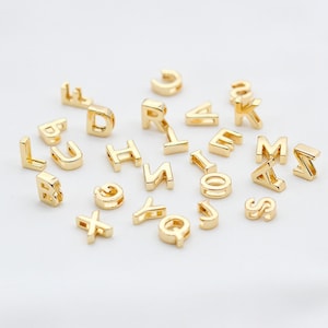 14K Gold Plated Alphabet Beads, Letter Bead, Initial Bead, Monogram ...