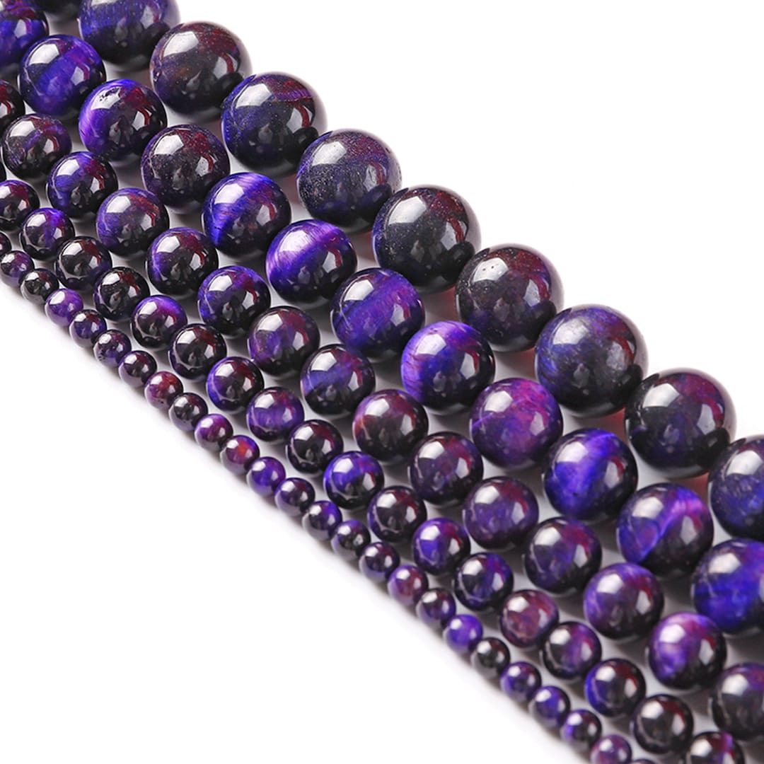 Optimized Purple Tiger Eye Gemstone Beads. 6mm 8mm 10mm 12mm 14mm Round ...