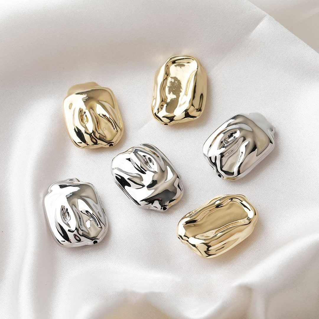 Gold Plated Irregular Rectangle Beads, Resin Concave Beads, Gold ...