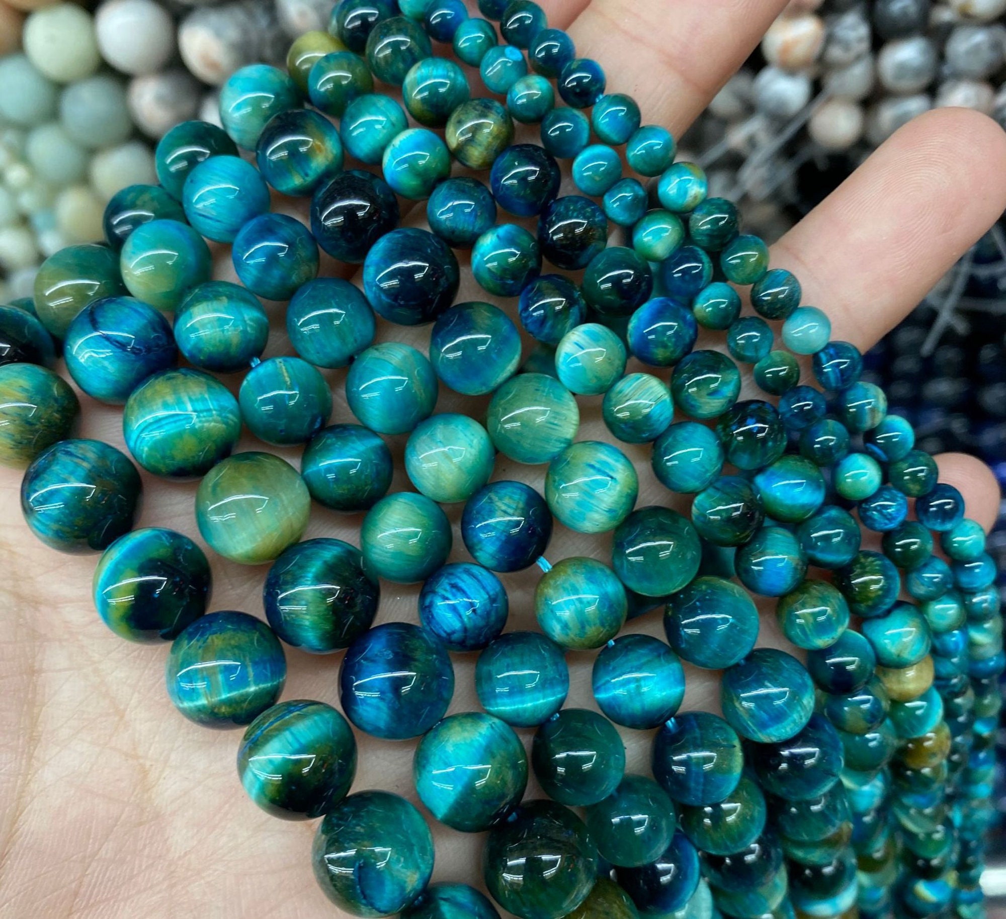 24 strands Blue tiger eye gemstone beads. 6mm 8mm 10mm 12mm | Etsy