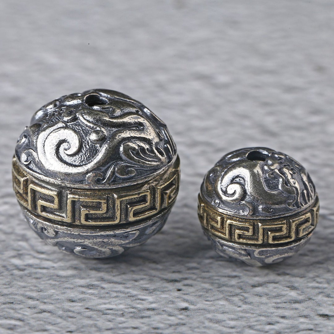Sterling Silver Greek Key Beads, Silver Swirl Spiral Beads, 925 Silver ...