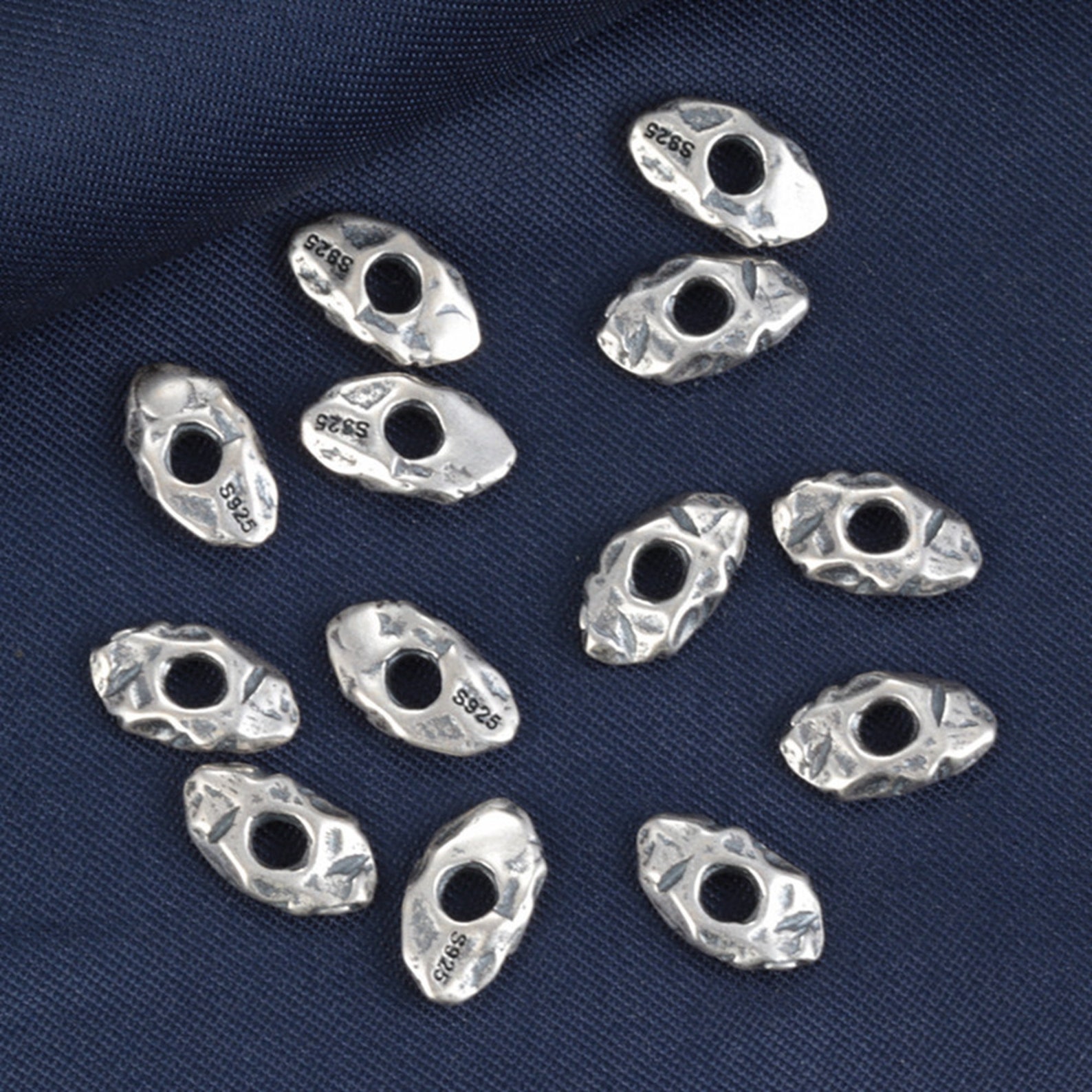 Sterling Silver Unique Shape Beads, Irregular Design Bead, Flat Bead ...