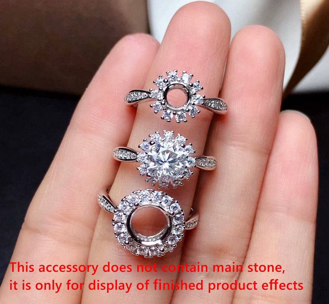 Sterling Silver Round Ring Setting, Round Ring Head, 925 Silver Ring ...