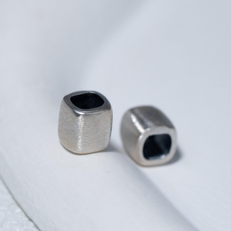 Sterling Silver Square Bead, Bracelet Spacer, Tube Bead - Etsy