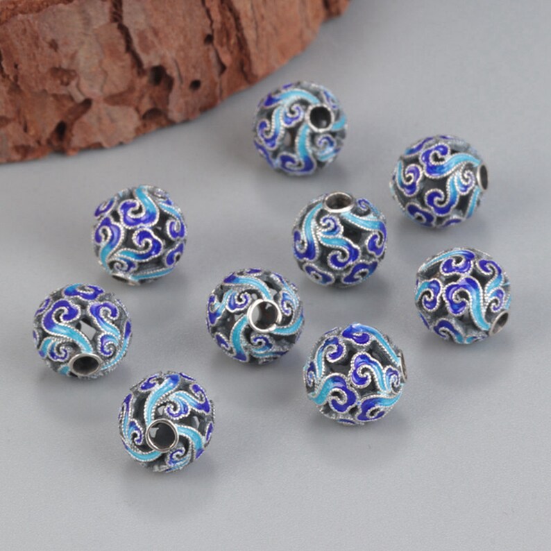 Sterling Silver Round Cloud Beads, 925 Silver Cloud Beads, Necklace Beads, Bracelet Beads, Round ...