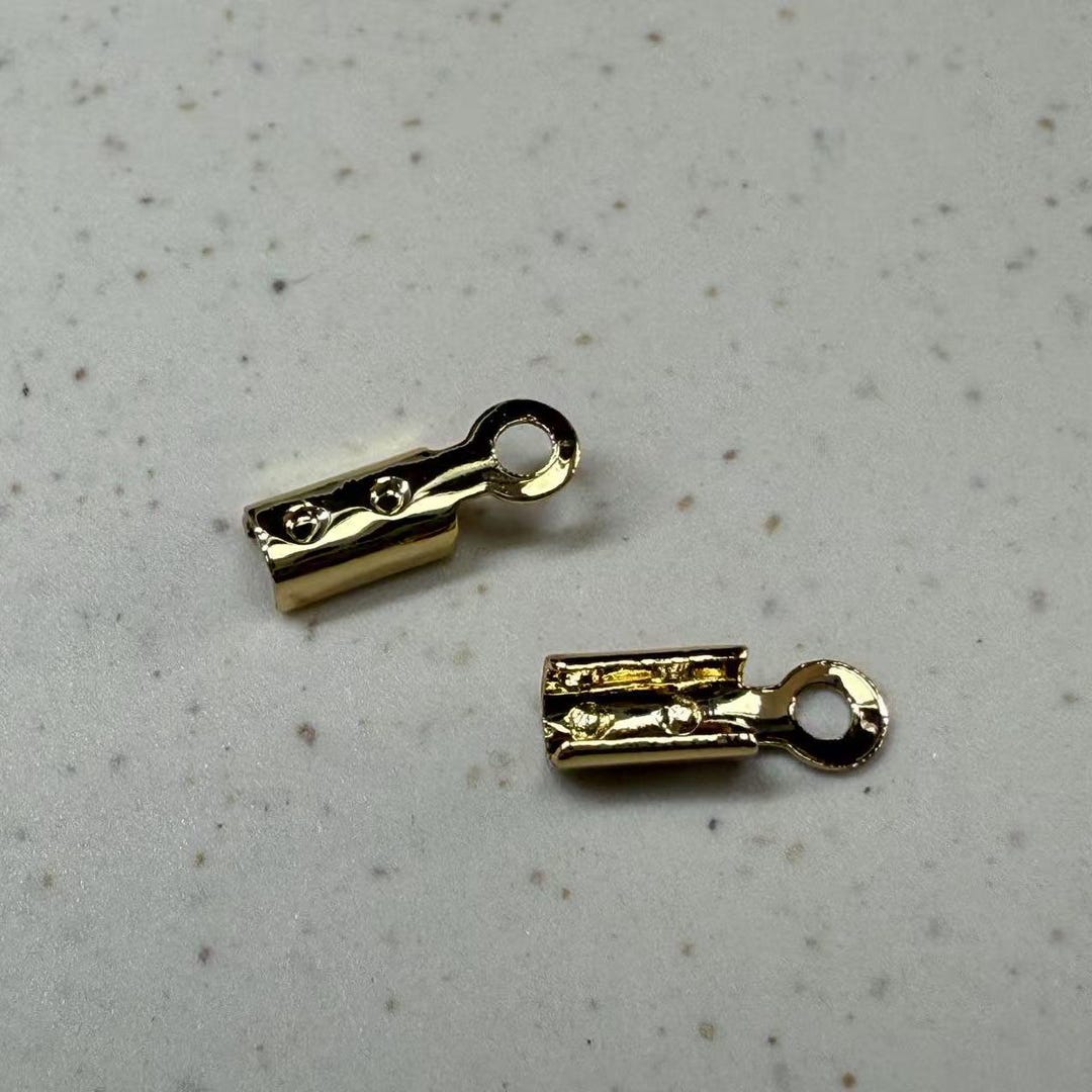14K Gold Plated Crimp End Tips Caps, Gold Tone Crimp Ends, Crimp End ...