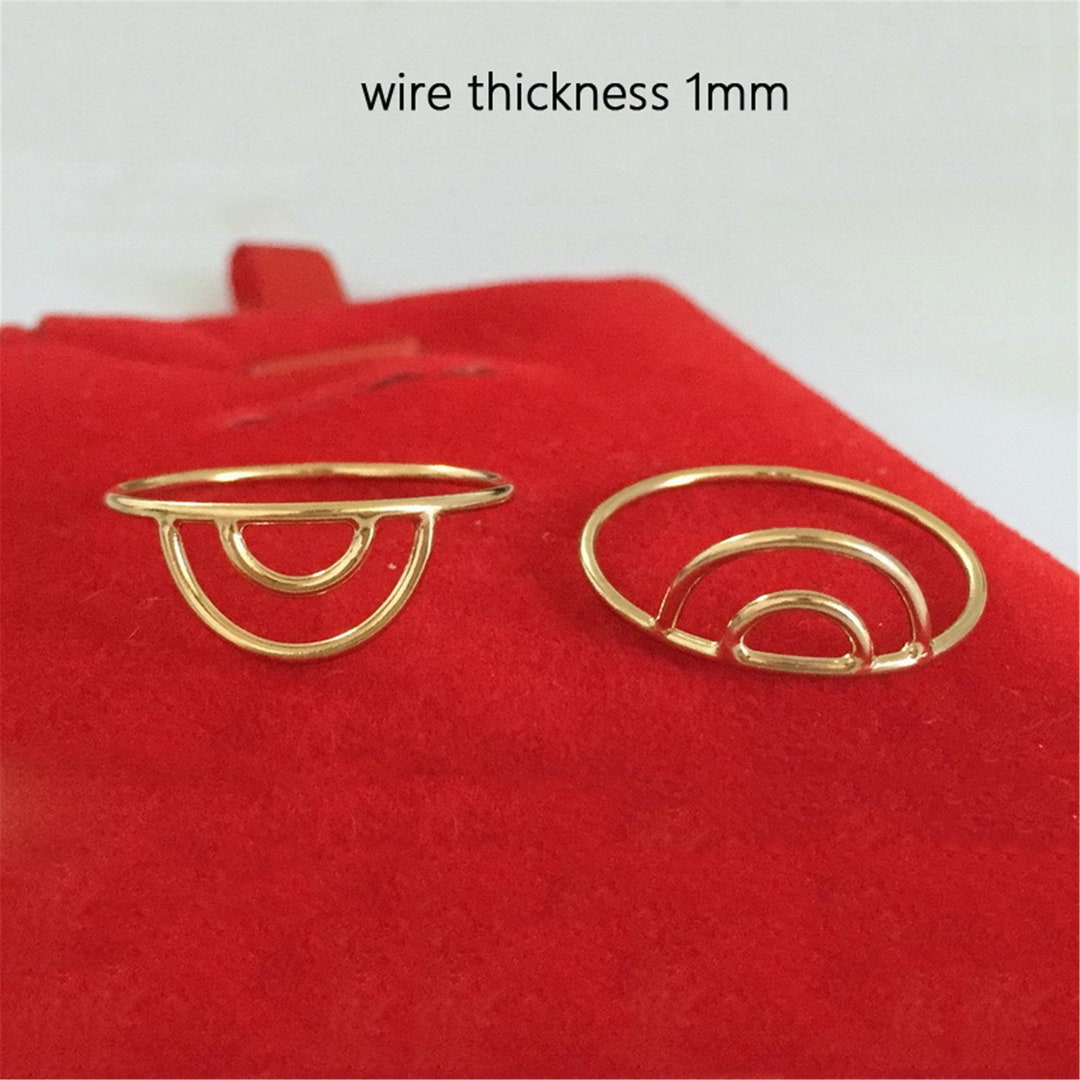 14K Gold Filled Double Arc Rings, Gold Filled Semi-circle Band Ring ...
