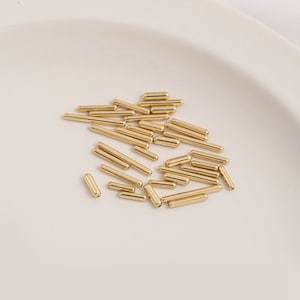 14K Gold Plated Plain Tube Tubes, Gold Tone Noodle Tube Beads, Gold ...