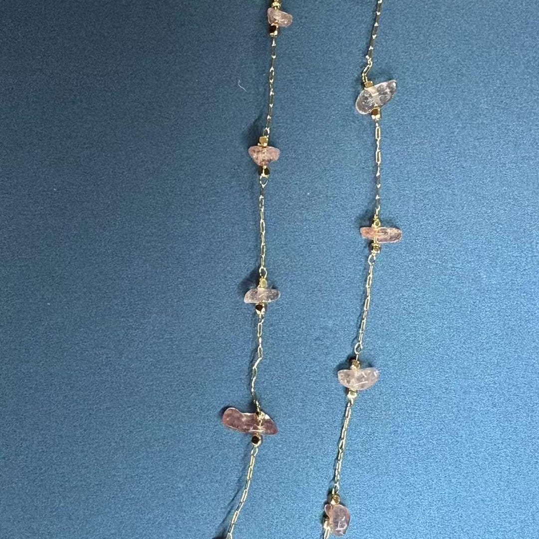 14K Gold Plated Irregular Gemstone Chain, Chain With Square Bead ...