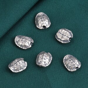 Sterling Silver Tortoise Shell Beads, Carapace Beads 925 Silver Turtle ...