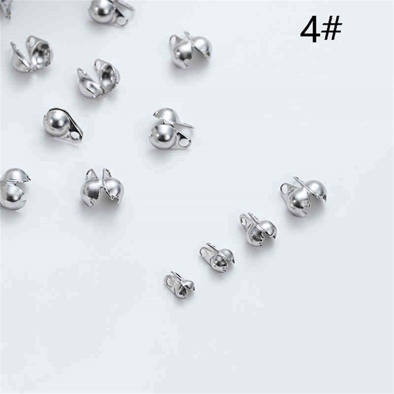 100pcs Stainless Steel Clamshell Bead Tips, Jewelry Making End Covers ...
