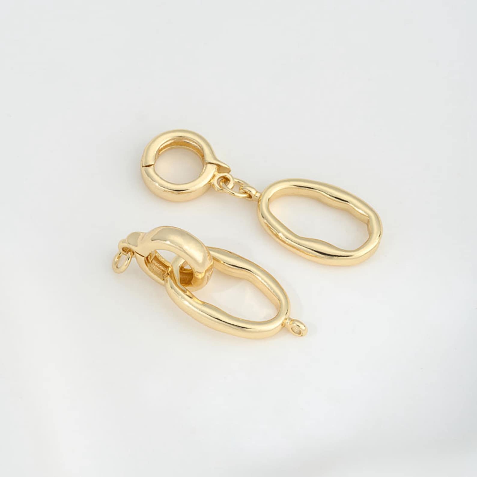 14K Gold Plated Buckle Clasp for Pear Bracelet, Round Hinged Clasp ...