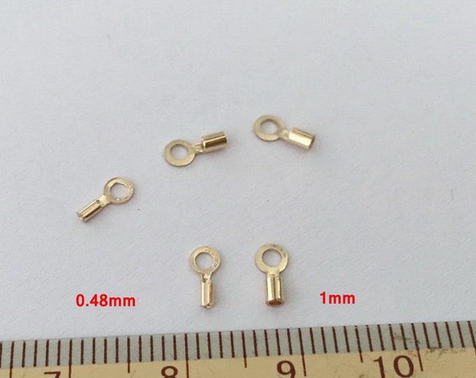 14K Gold Filled Flat Pinch End Caps Flat End Caps Size 4.0, 5.0, 7.0, 8 ...